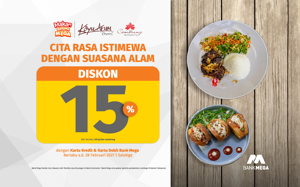 Promo Combrang Restaurant: Diskon 15% Kartu Kredit Bank Mega